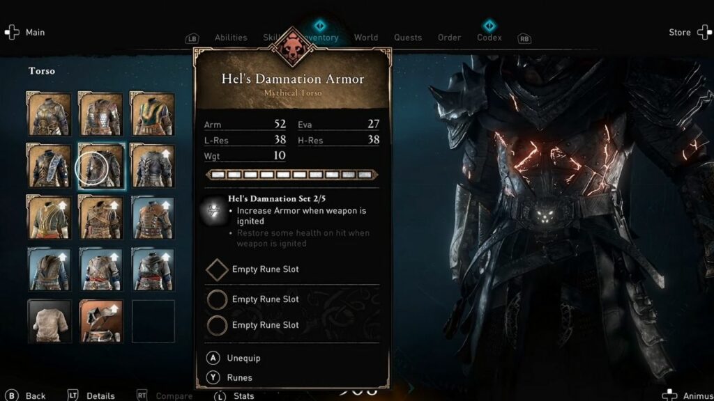 How to obtain the Hel’s Damnation armor set pack in AC Valhalla?