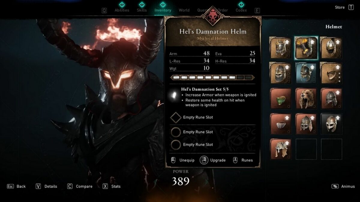 How to obtain the Hel’s Damnation armor set pack in AC Valhalla?