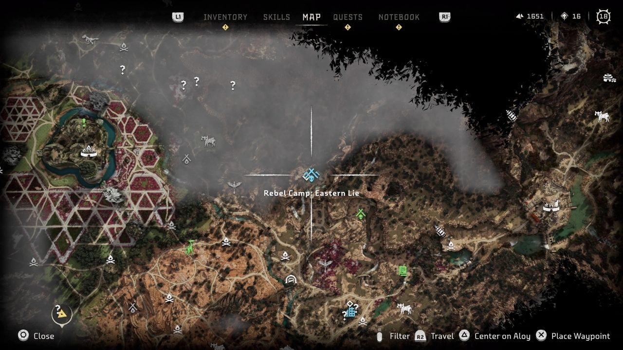 Where are the rebel camps located in Horizon Forbidden West?
