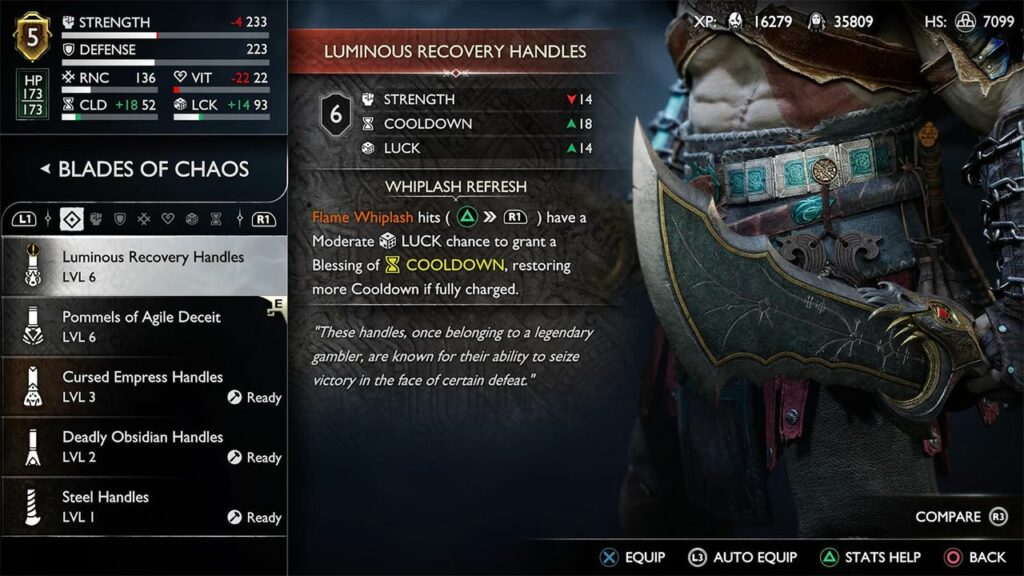 What is the best attachment for Blades of Chaos?