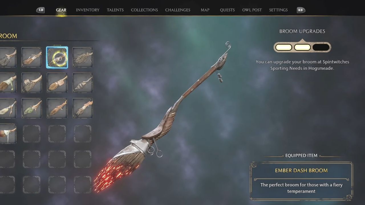 What are the top 5 best-ranked brooms in Hogwarts Legacy?