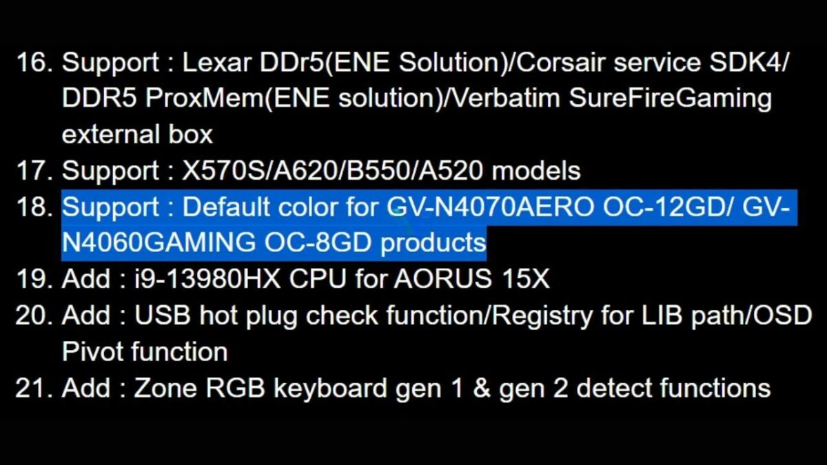 Gigabyte Software Update Confirms RTX 4070/4060 Memory Specs