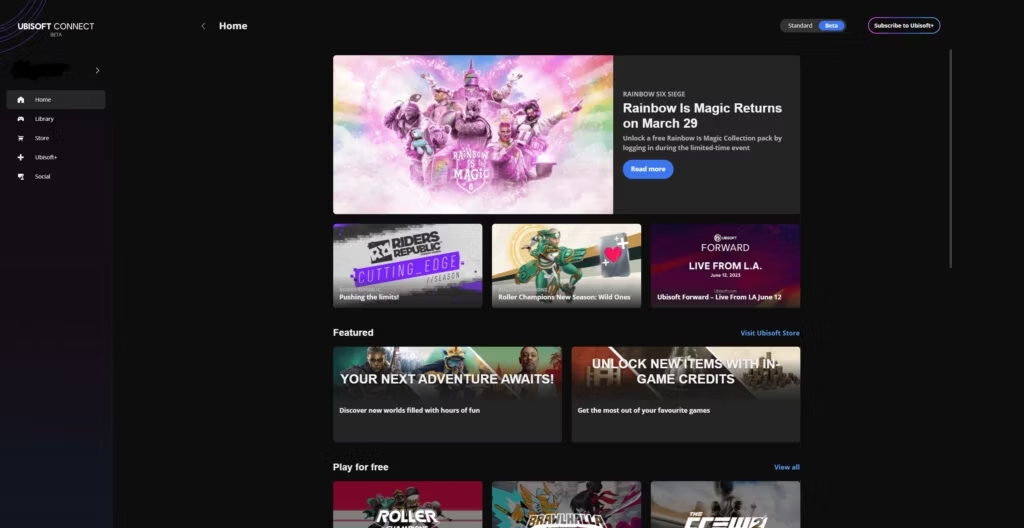 Ubisoft Connect 2.0 Beta se parece a Epic Games Store