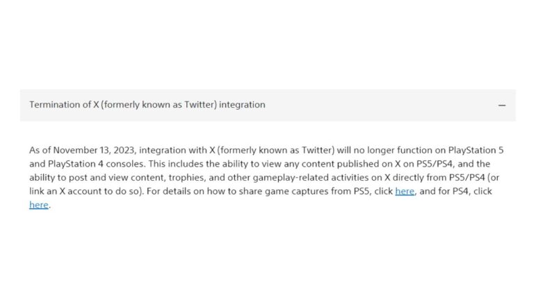Sony announces termination of Twitter support for PS4 & PS5