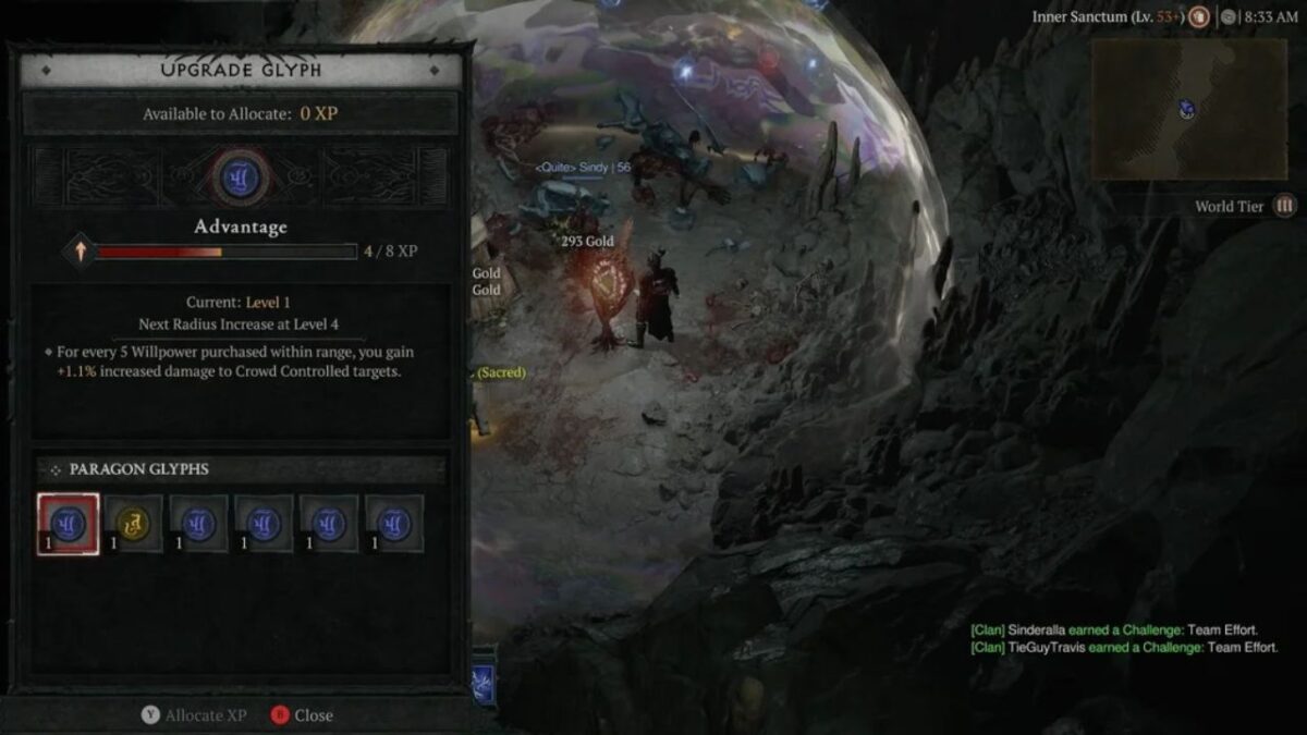 Comment améliorer les glyphes sur le tableau Paragon dans Diablo 4