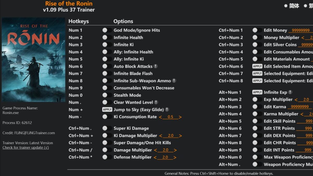 What are the best trainers for the Rise of Ronin?