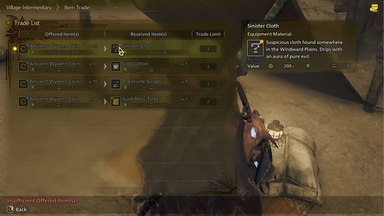 How to get Sinister Cloth in Monster Hunter Wilds?